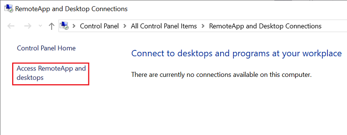 How to I connect to my Red Hen desktop using the pre-installed version of Microsoft RemoteApp ...