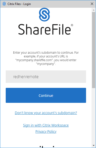 How to login to Citrix Sharefile – Red Hen Remote Helpdesk