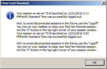 How to force a disconnected session closed – Red Hen Remote Helpdesk